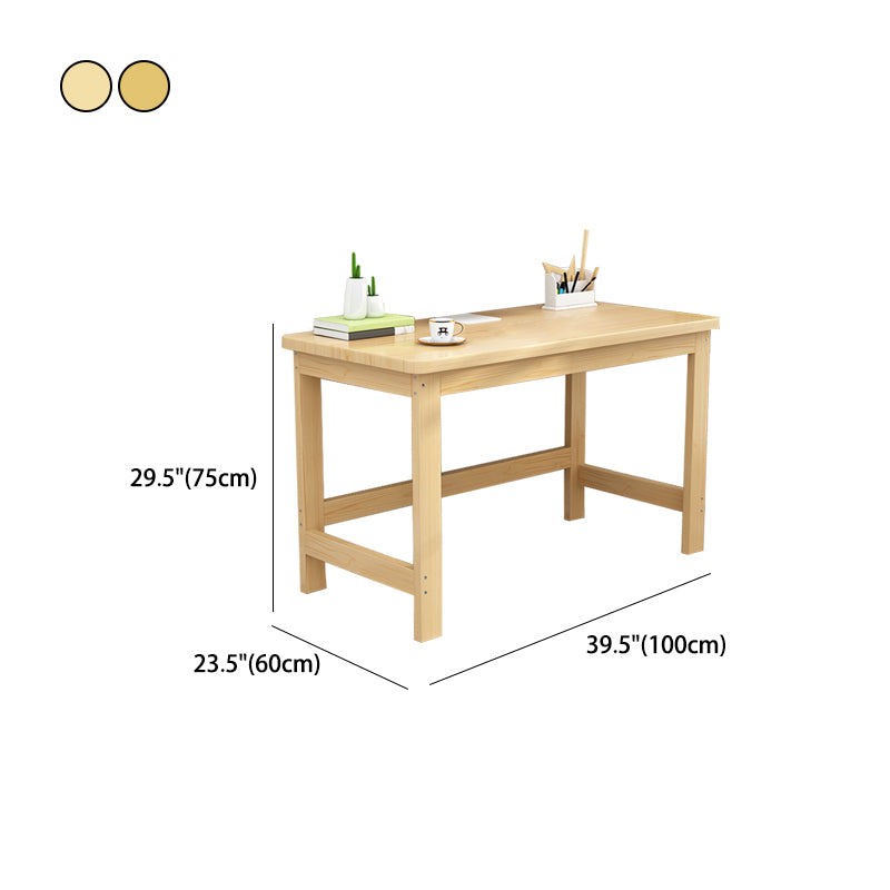 Modern H-shape Base Office Desk Rectangle Solid Wood Task Desk