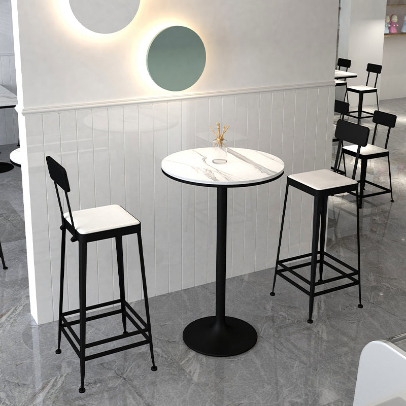 Square Glam Metal Bar Stools Footrest Coffee Shop Backrest Counter Bar ...