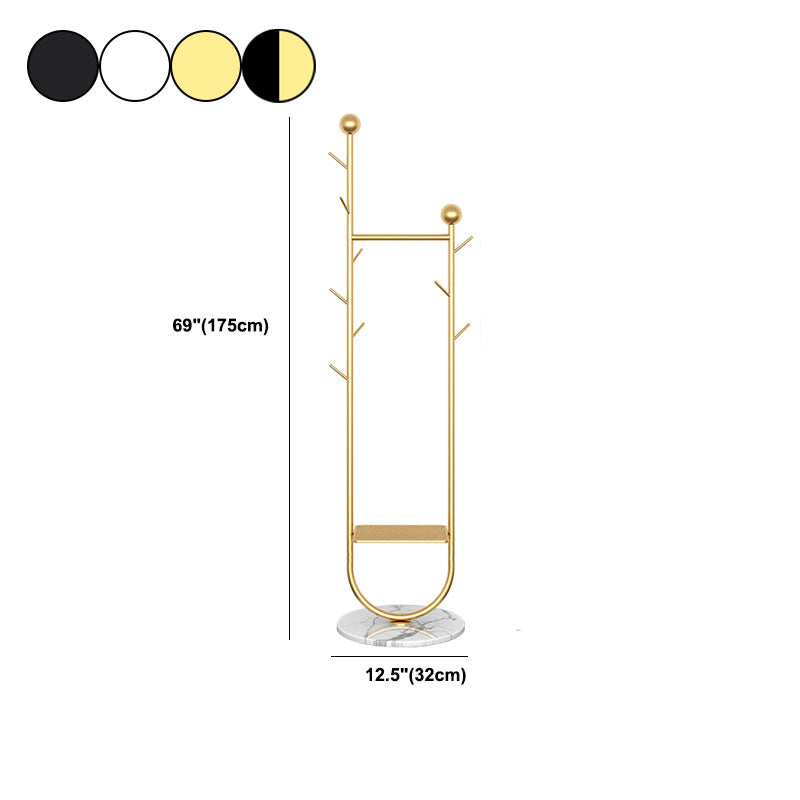 Modern Metal Hall Stand Hanging Rail Storage Shelving and Hooks ...